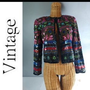 Scala Jackets & Coats | Amazing Vintage Flawless Silk Beaded Jacket ...